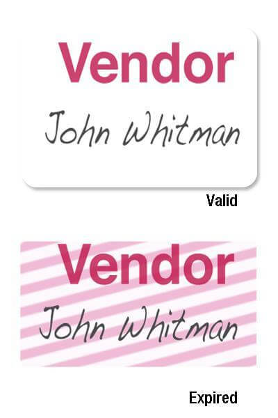 Tempbadge Onestep Self-Expiring Timebadge Adhesive "Vendor" Visitor 02 ...