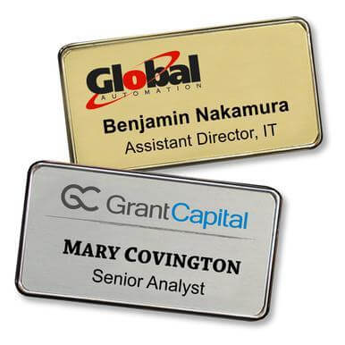 5 - Name Tags - Executive Metal Frame with customization (1.5"x3 ...